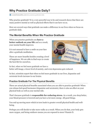 Why Practice Gratitude Daily? | PDF | Heart and Cardiovascular Diseases ...