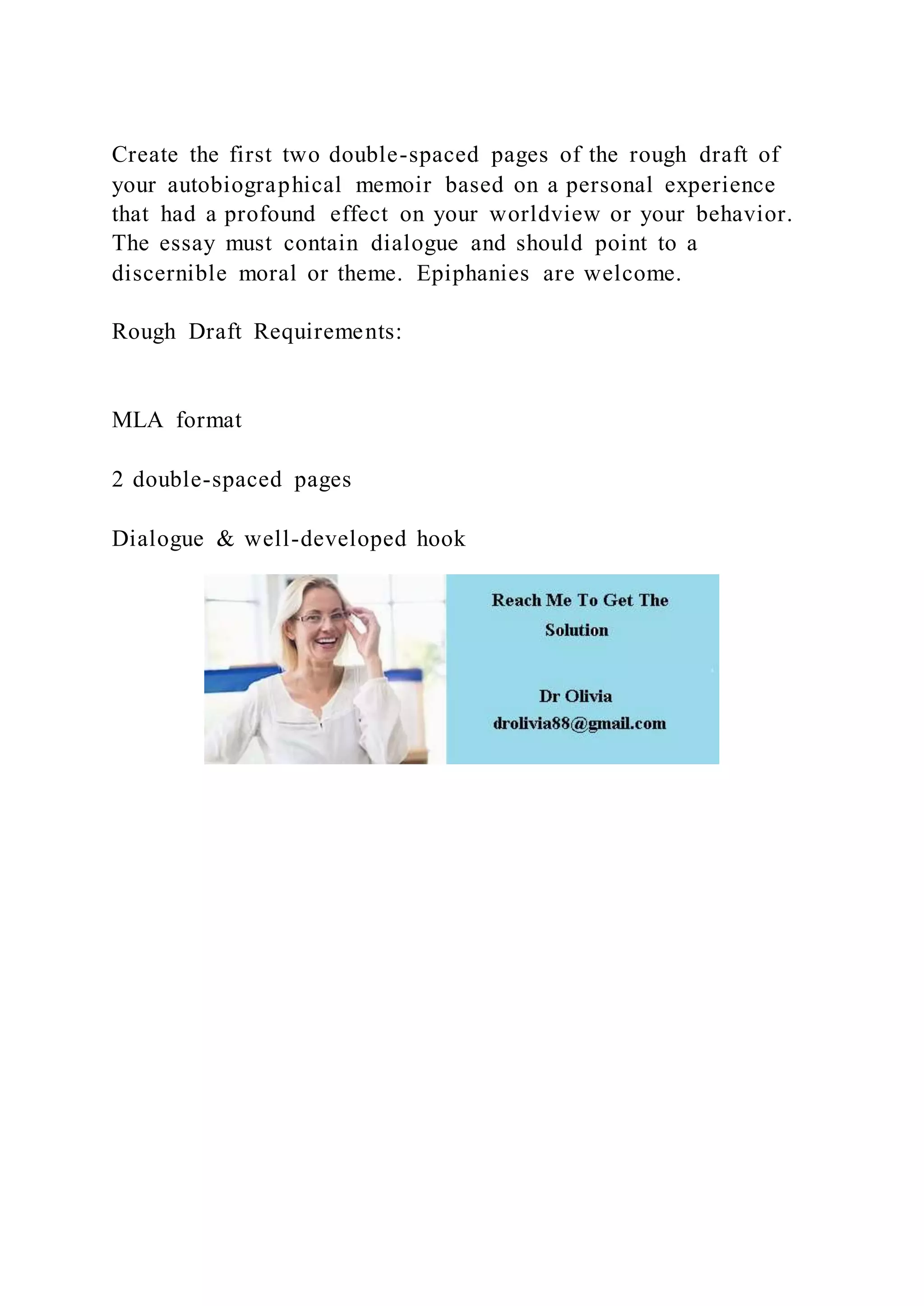 Create the first two double-spaced pages of the rough draft of your | PDF