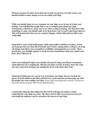 Create the perfect blog | DOCX | Social Networking | Internet