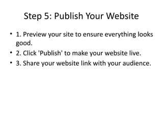 How to create a website in 5 simple steps using wordpress | PPTX