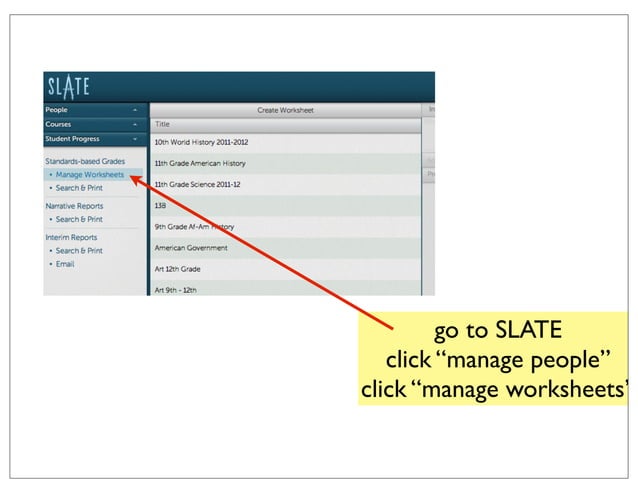 Create worksheet for slo & assess slo in slate | PPT
