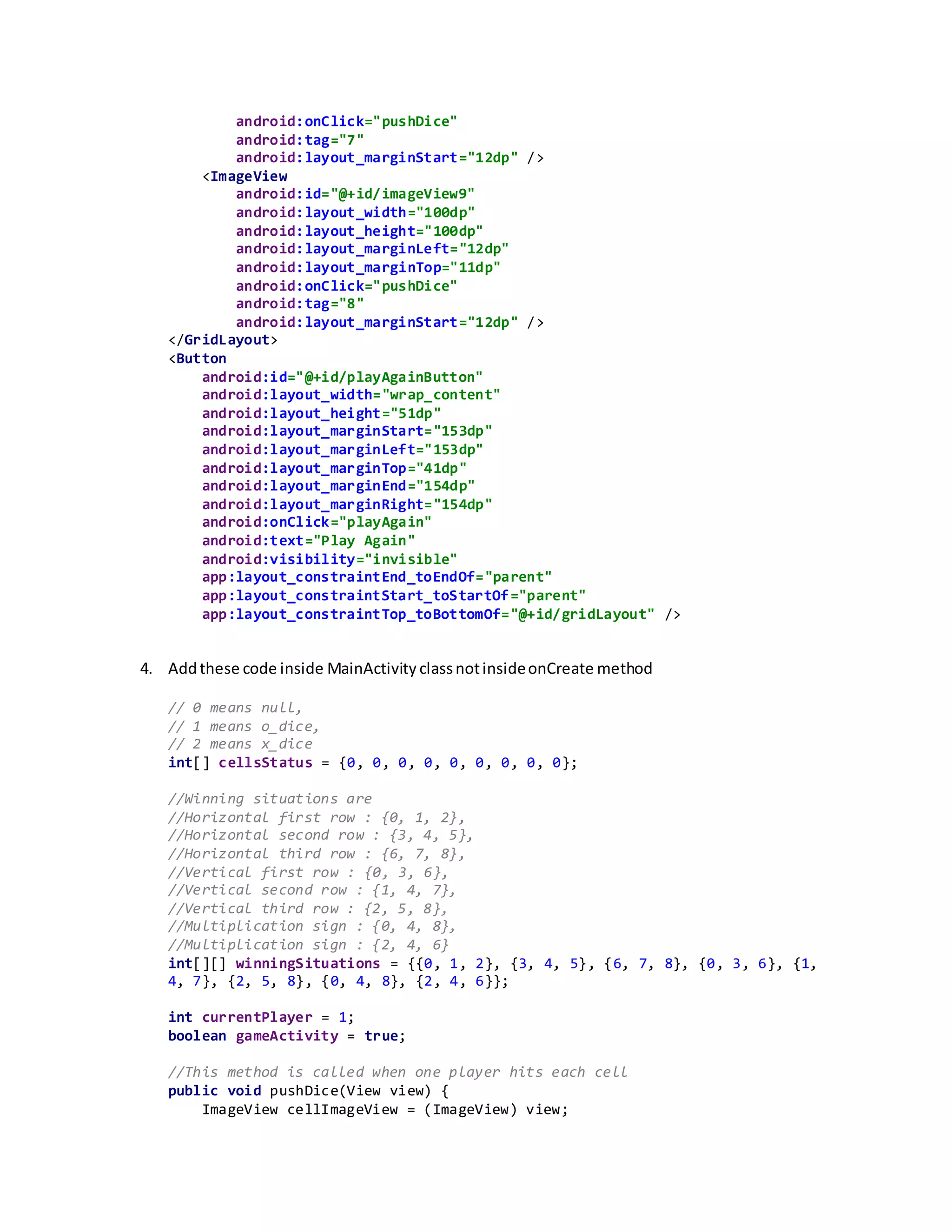 Create xo game in android studio | PDF