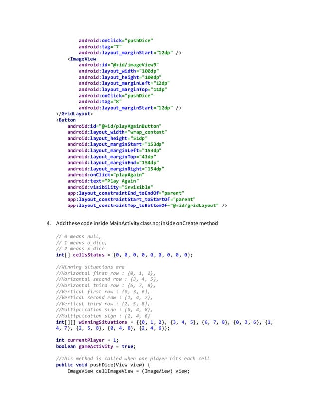 Create xo game in android studio | PDF