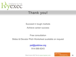 Create Your Elevator Pitch - Pat Drew and Ivy Exec | PPT