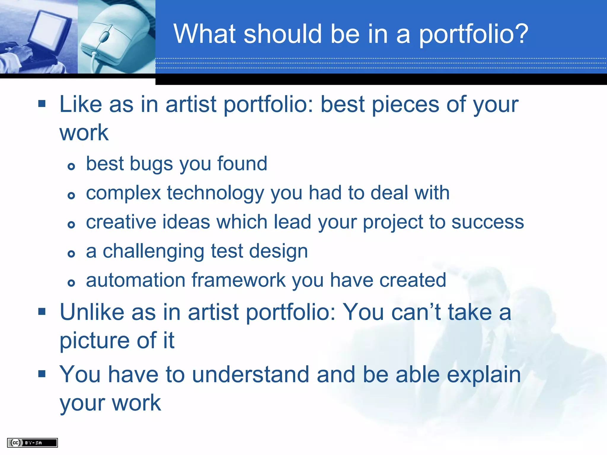 Create Your Tester Portfolio | PPT