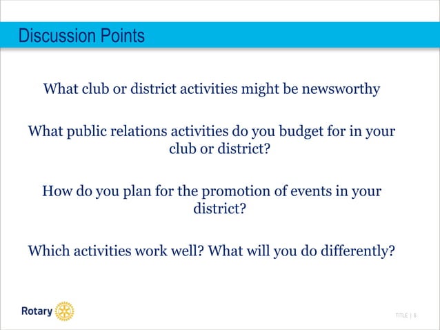 Rotary - Creating a public relations plan | PPT