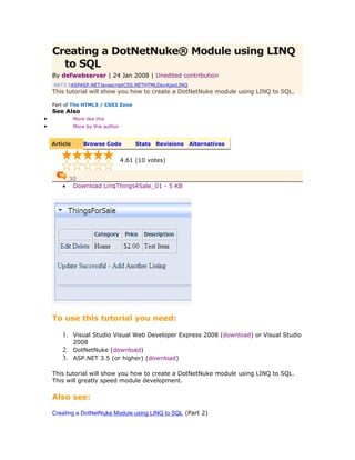 Creating a dot netnuke | DOC