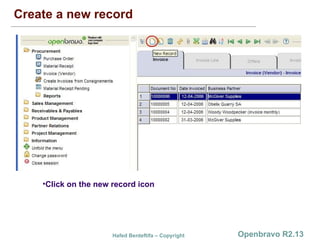 Creating a new invoice (Vendor) in Openbravo R2.13