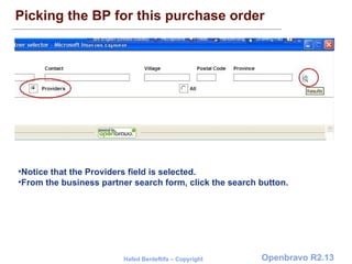 Creating a new purchase order in Openbravo R2.13