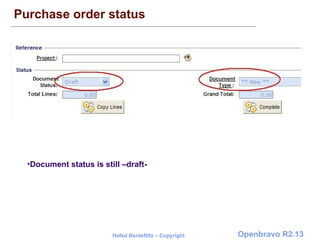 Creating a new purchase order in Openbravo R2.13