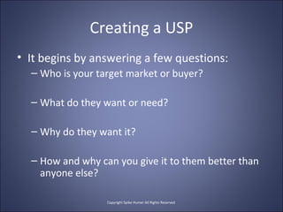 Creating A Unique Selling Proposition (Usp) | PPT