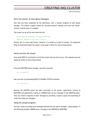 Creating MQ Clister | PDF