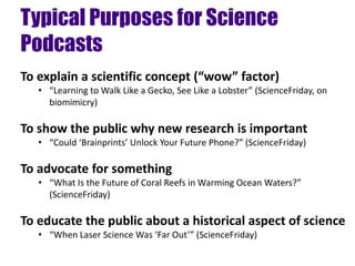 Creating Science-Based Podcasts | PPTX | Talk Show | Genres