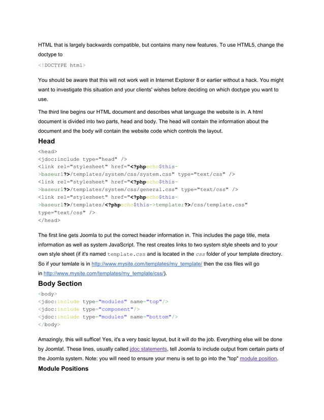 Creating a basic joomla | DOCX