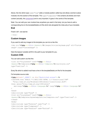 Creating a basic joomla | DOCX