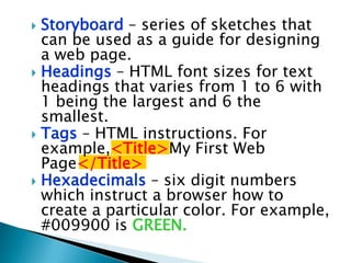 Creating a Basic Webpage (Essential Vocabulary) | PPT