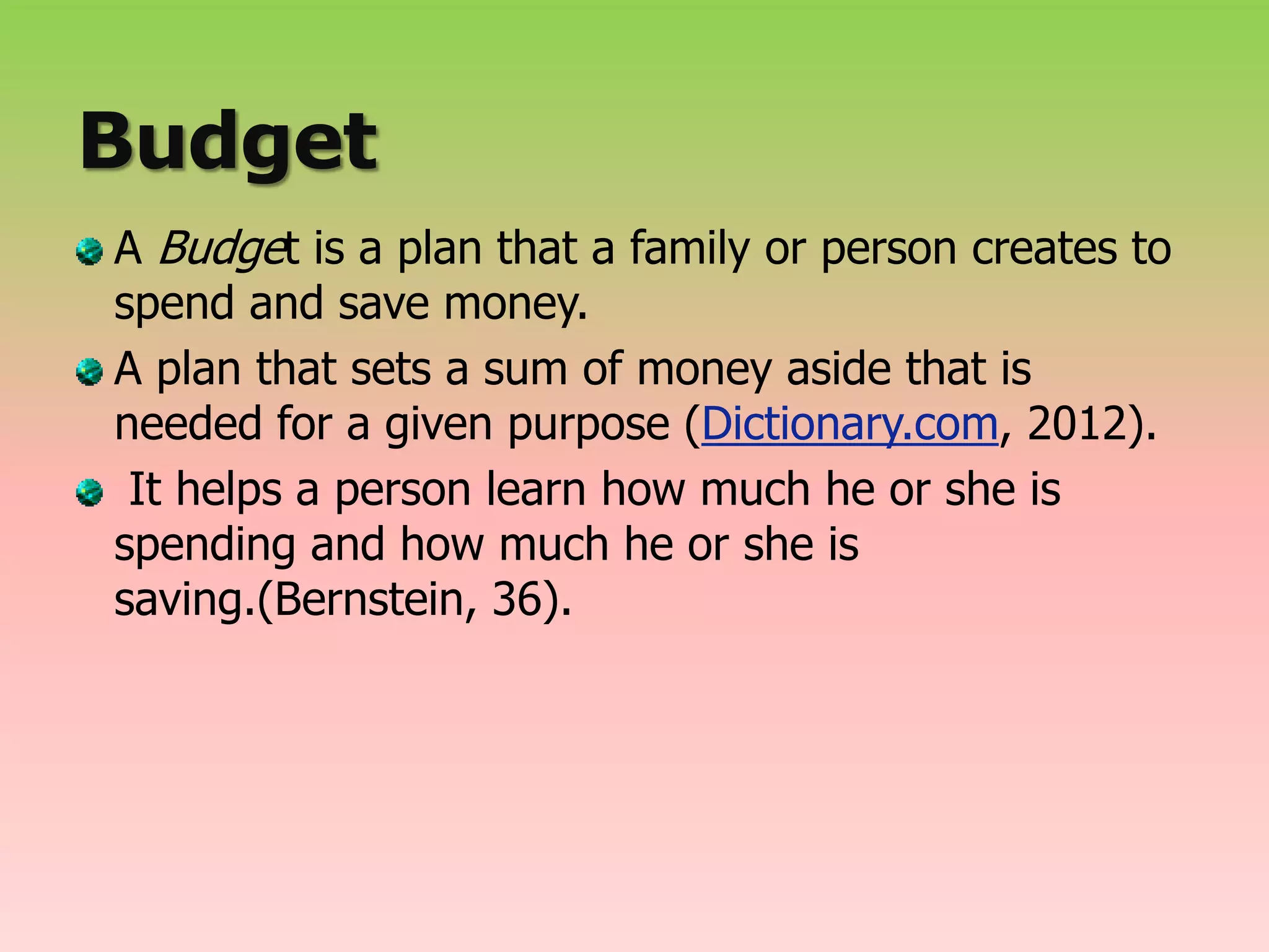 Creating a budget | PPTX