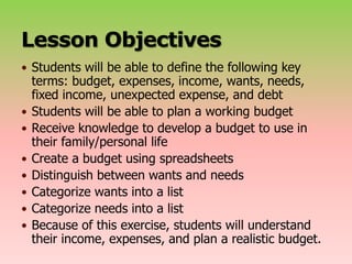 Creating a budget | PPTX