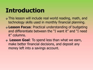 Creating a budget | PPTX