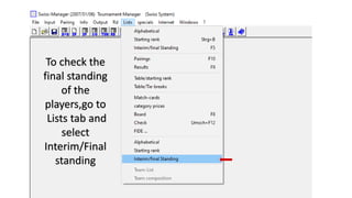 Organizing a Chess Tournament using the Swiss Manager | PPTX