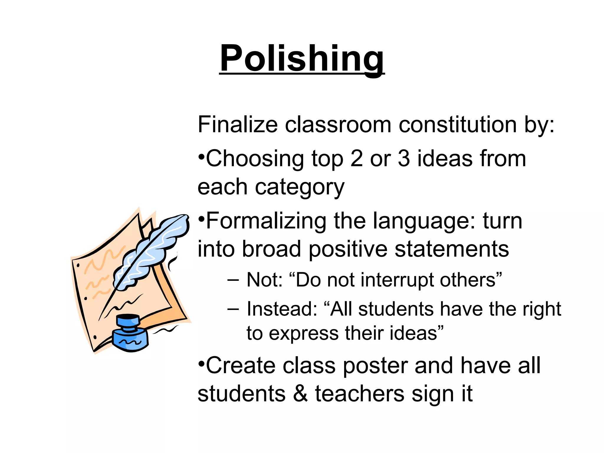 Creating a classroom constitution | PPT