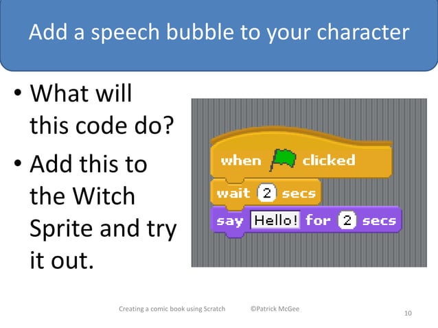 Creating a comic in Scratch v1.4 for Year 7 | PPTX | Desktop Publishing ...