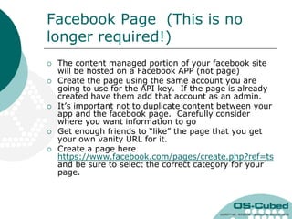 Creating a content managed facebook app | PPT