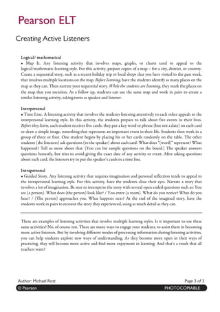 Pearson ELT - Creating Active Listeners | PDF