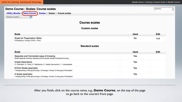 Creating a custom scale in moodle course | PPT