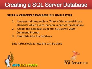 MS SQLSERVER:Creating A Database | PPT