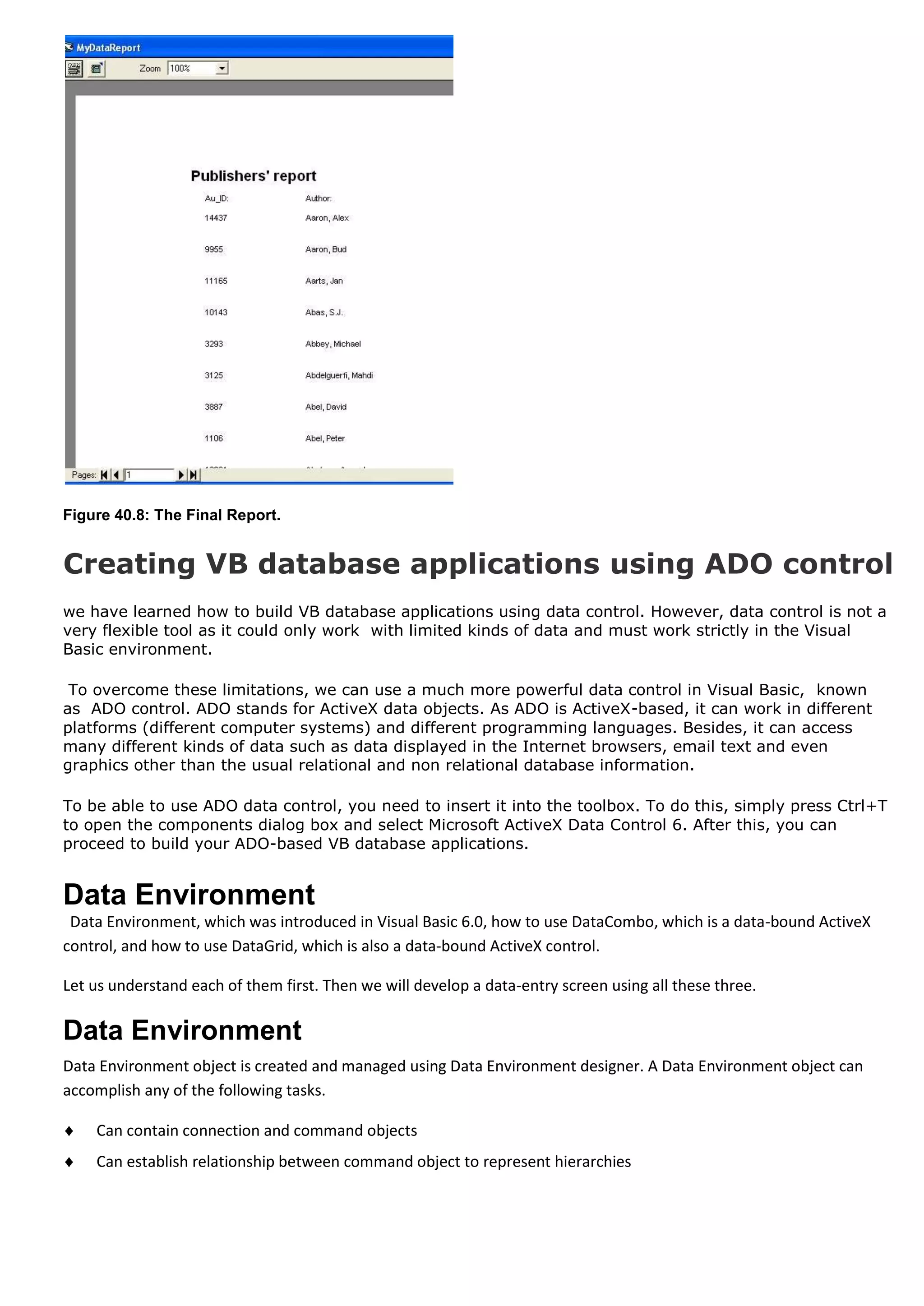 Creating a data report in visual basic 6 | DOCX