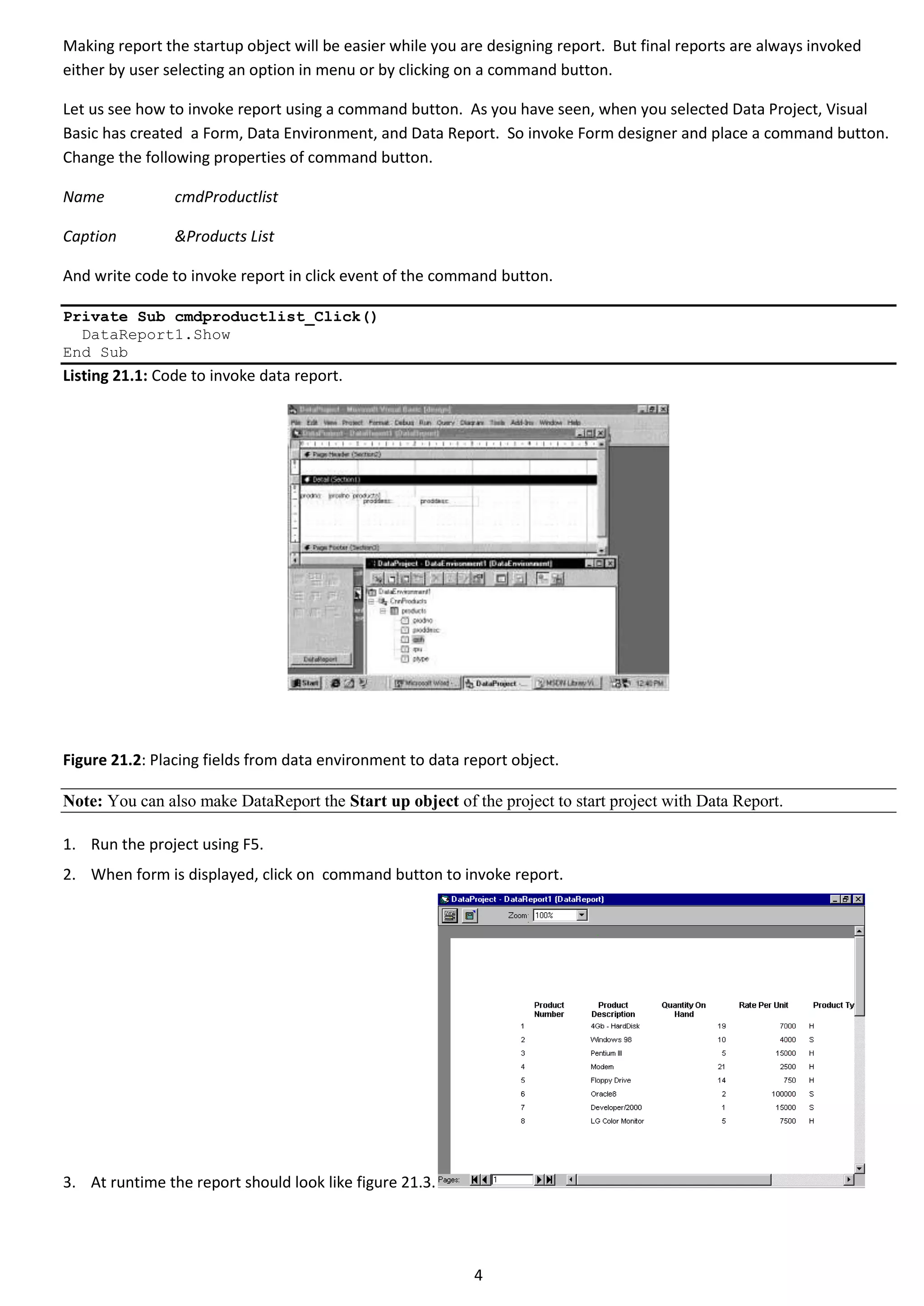 Creating a data report in visual basic 6 | DOCX