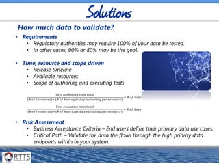 Creating a Data validation and Testing Strategy | PDF