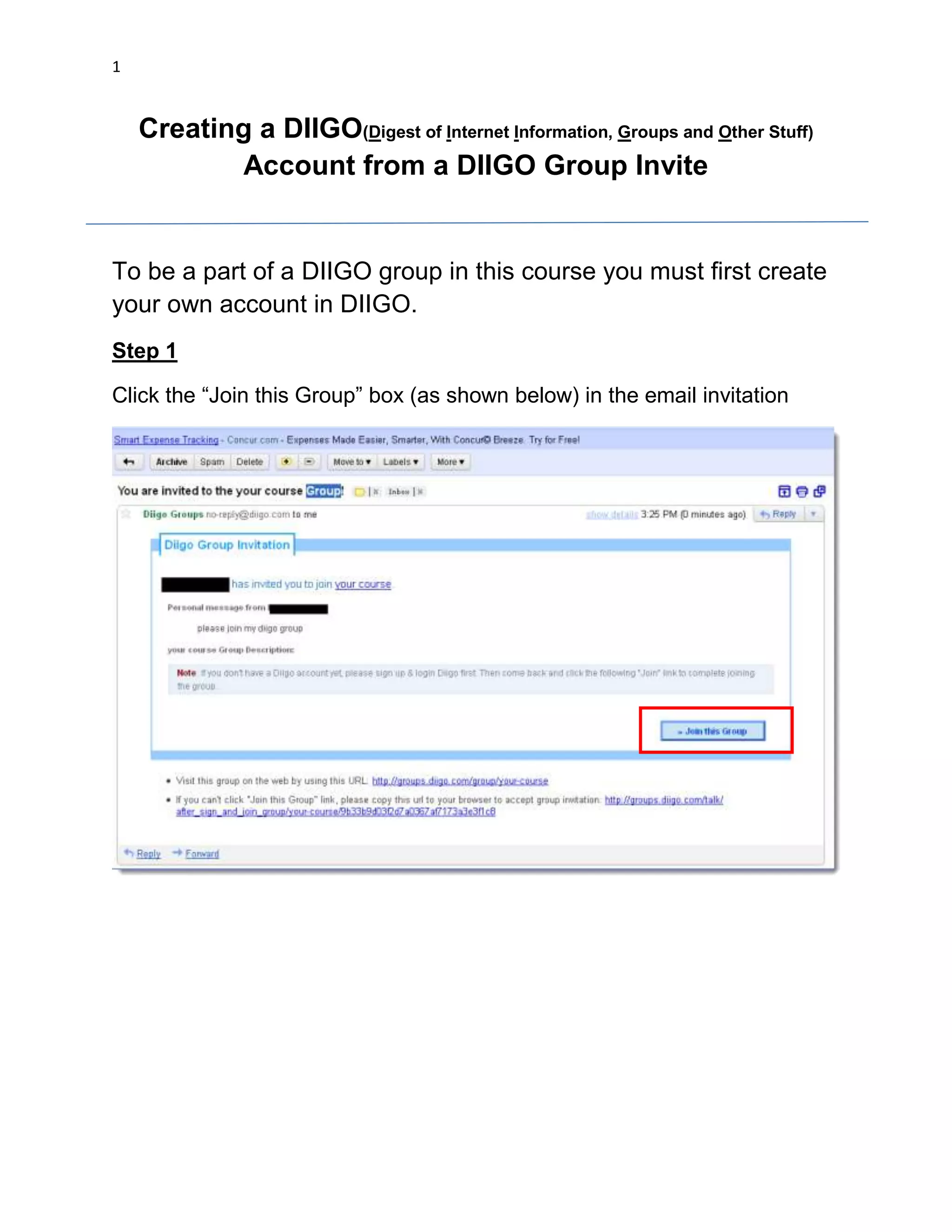 Creating a diigo account from a diigo group invite | DOCX