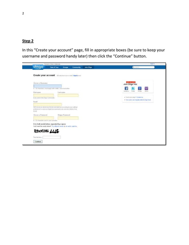 Creating a diigo account from a diigo group invite | DOCX