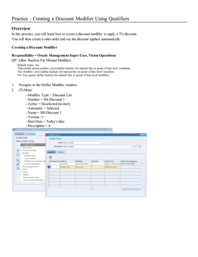 Oracle Advanced Pricing (Creating a discount modifier using qualifiers ...