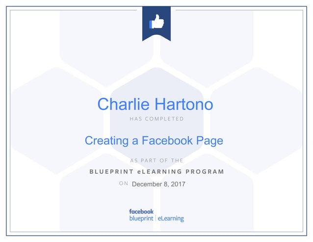 Creating a facebook page facebook blue print certificate charlie ...