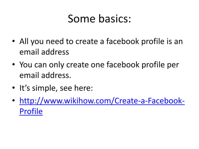 Creating a facebook user profile | PPTX