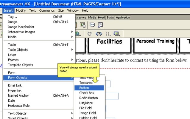 Creating a form in Dreamweaver | PPT