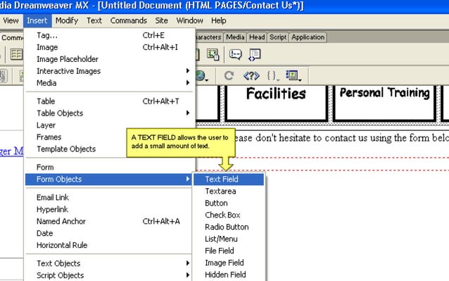 Creating a form in Dreamweaver | PPT