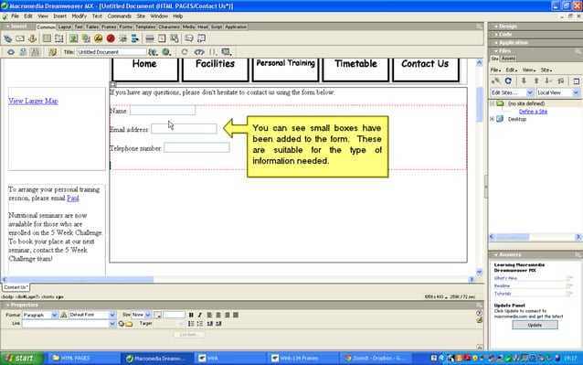 Creating a form in Dreamweaver | PPT