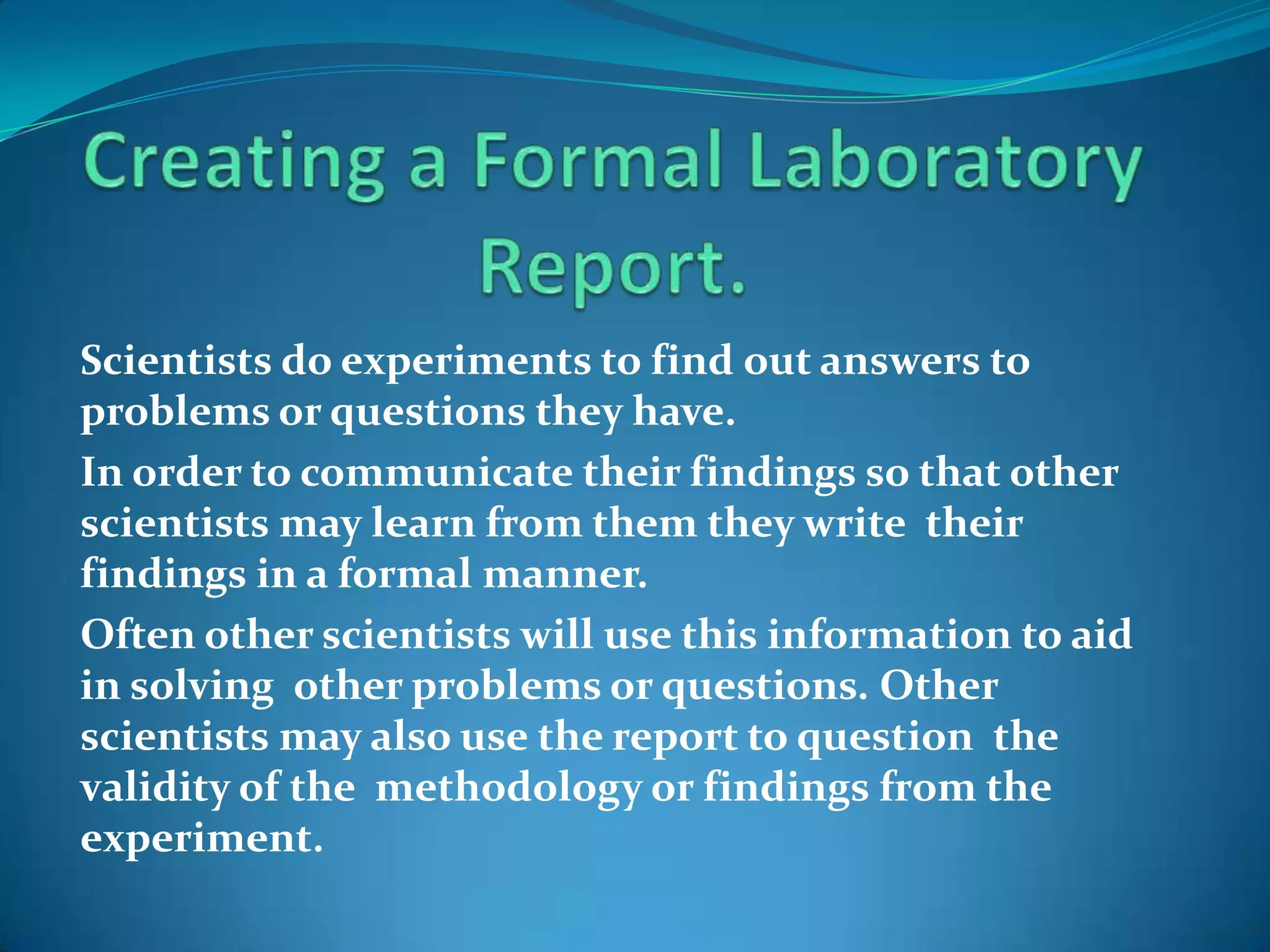 Creating a formal laboratory | PPTX