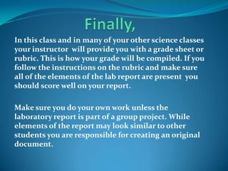 Creating a formal laboratory | PPTX