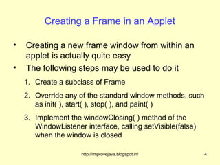 Creating a frame within an applet | PPT