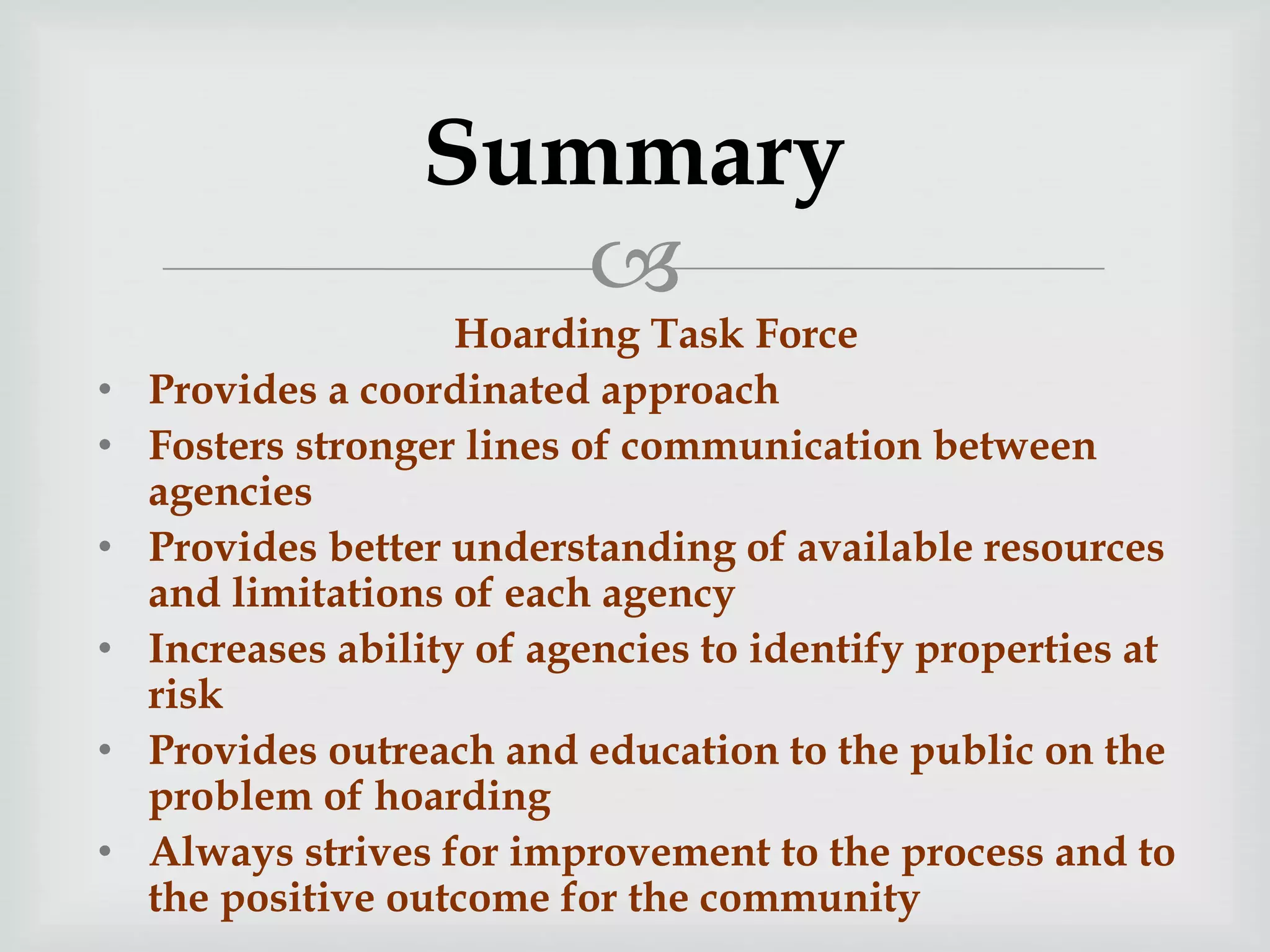 Creating a Hoarding Task Force | PPTX