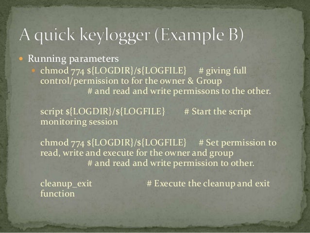 Creating A Keystroke Logger In Unix Shell Scripting