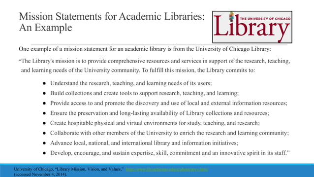 Creating a library mission statement | PPT