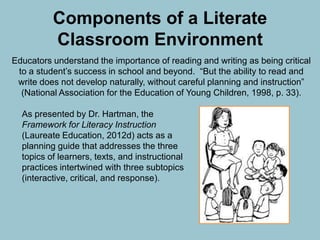 Creating a Literate Classroom Environment | PPTX