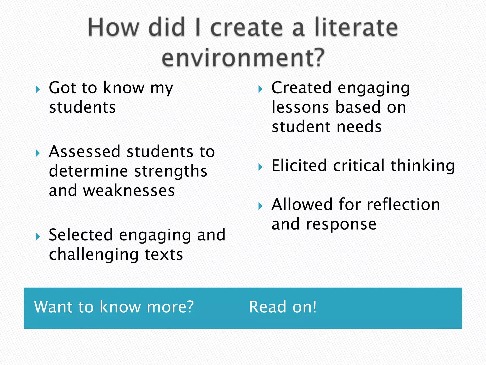 Creating a Literate Environment | PPT