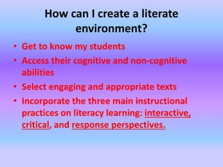 Creating a literate environment | PPTX